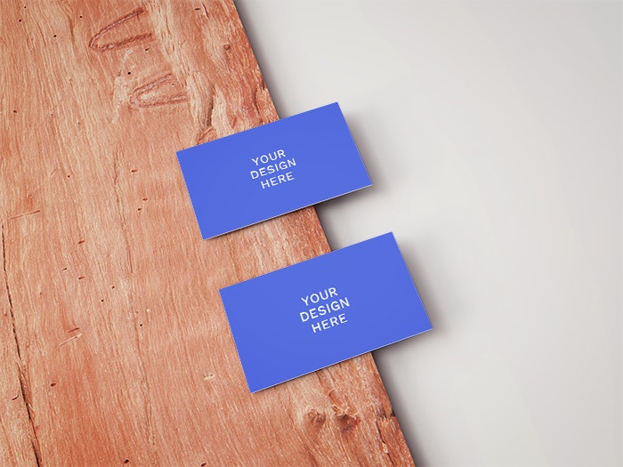 Business Card Mockup on a Wooden Board Generator - MockupBro