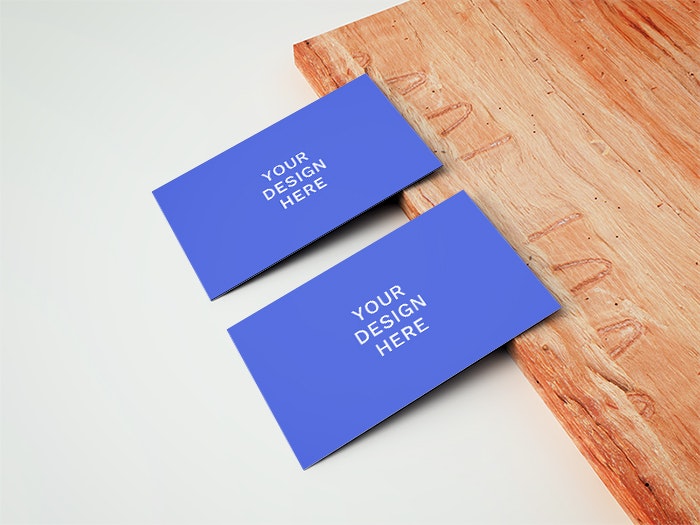 Business Cards With Wooden Board Generator - MockupBro