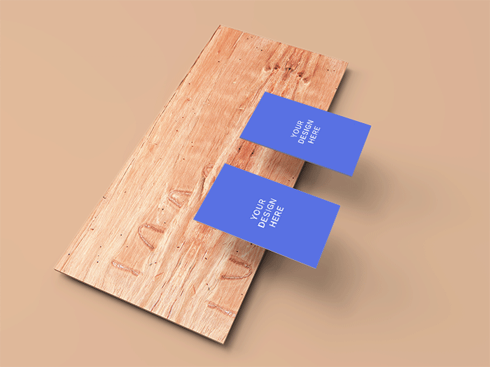 Business Cards Mockup Above Plank Generator - MockupBro