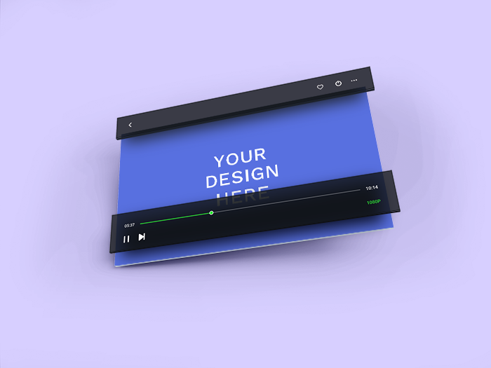 Maqueta de reproductor de video en perspectiva Generador - MockupBro