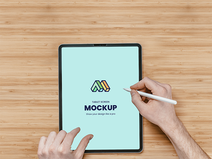 Drawing on Tablet Screen Mockup Generator - MockupBro